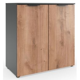 Kommode wimex "Level by fresh to go" Sideboards Gr. B/H/T: 81 cm x 92 cm x 41 cm, schwarz (front plankeneiche nachbildung, korpus graphit) Kommode 2-türig mit soft-close Funktion, 81cm breit, 92cm hoch