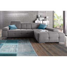 Sit & More Ecksofa SIT & MORE "Mistral L-Form", grau, B:273cm H:93cm T:111cm, Struktur ( 100% Polyester), Sofas, Ecksofa, wahlweise mit Bettfunktion