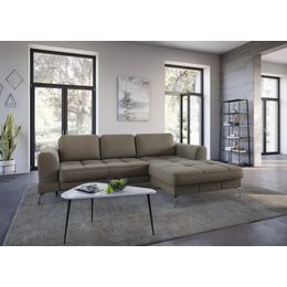 Sit & More Ecksofa SIT & MORE "Bendigo L-Form", braun (schlamm), B:284cm H:87cm T:175cm, Sofas, Ecksofa, inklusive Sitztiefenverstellung, Bodenfreiheit 15 cm, 2 Fu&szlig;farben