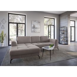 Sit & More Ecksofa SIT & MORE "Bendigo L-Form", beige (sand), B:284cm H:87cm T:175cm, Sofas, Ecksofa, inklusive Sitztiefenverstellung, Bodenfreiheit 15 cm, 2 Fu&szlig;farben