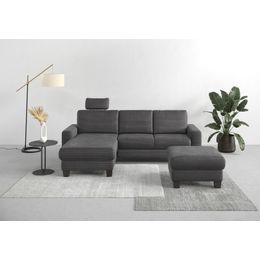 Ecksofa Home Affaire "Summer L-Form", grau, B:249cm H:91cm T:164cm, 100% Polyester, Sofas, Ecksofa, mit Recamiere, mit oder ohne Bettfunktion und Bettkasten, Cord-Bezug