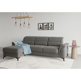 Sit & More Ecksofa SIT & MORE "Sinatra L-Form", grau, B:258cm H:85cm T:170cm, 90% Polyester, 10% Polyamid, Sofas, Ecksofa, mit Recamiere, optional mit Kopfteilverstellung und Armteilfunktion
