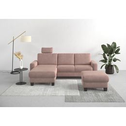 Ecksofa Home Affaire "Summer L-Form", rosa (altrosa), B:249cm H:91cm T:164cm, 95% Polyester, 5% Polyamid, Sofas, Ecksofa, mit Recamiere, mit oder ohne Bettfunktion und Bettkasten, Cord-Bezug