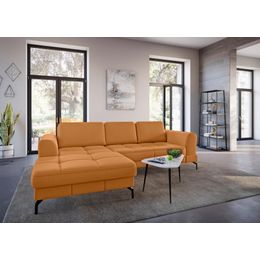 Sit & More Ecksofa SIT & MORE "Bendigo L-Form", gelb (curry), B:284cm H:87cm T:175cm, Sofas, Ecksofa, inklusive Sitztiefenverstellung, Bodenfreiheit 15 cm, 2 Fu&szlig;farben