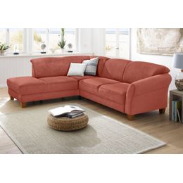 Ecksofa Home Affaire "Gotland L-Form", orange (terra), B:257cm H:84cm T:212cm, Struktur (100% Polypropylen);Luxus-Microfaser ALTARA NUBUCK (100% Polyester);90% Polyester/10% Polyamid Luxus-Microfaser (100% Polyester), Sofas, Ecksofa, wahlweise mit Sitztiefenverstellung + Bettkasten