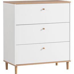 Kommode Schildmeyer "Hilda" Sideboards Gr. B/H/T: 80,1 cm x 90,4 cm x 40,0 cm, 3, weiß (mattweiß, artisaneichefarben) Kommode 3 Schubladen