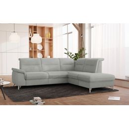Sit & More Ecksofa SIT & MORE "Astoria L-Form", grau (hellgrau), B:256cm H:91cm T:225cm, 100% Polyester, Sofas, Ecksofa, wahlweise mit motorischer Relaxfunktion