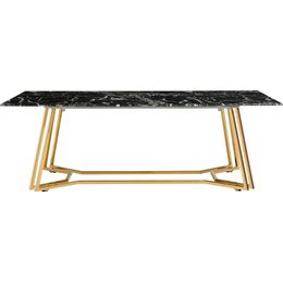 Couchtisch Salesfever Tische Gr. B/H/T: 110 cm x 40 cm x 60 cm, Couchtisch 110 x 60 cm, goldfarben (schwarz, gold, schwarz) Couchtische eckig Tischplatte im Marmor-Design