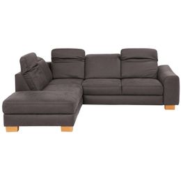 Ecksofa Home Affaire "Dundee L-Form", grau (anthrazit), B:263cm H:86cm T:219cm, Luxus-Microfaser Lederoptik (100% Polyester), Sofas, Ecksofa, wahlweise mit Kopfteilverstellung und zus&auml;tzlich mit Bettfunktion