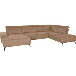 Sit & More Wohnlandschaft SIT & MORE "Gizeh U-Form", braun (machiato), B:340cm T:230cm, Sofas, Wohnlandschaft, 12 cm Fu&szlig;h&ouml;he, inklusive Sitztiefenverstellung und Kopfteilverstellung