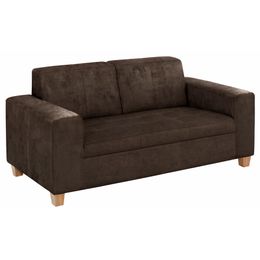 2-Sitzer Home Affaire "Corby", braun, B:172cm H:80cm T:90cm, NaturLEDER (echtes Rindsleder) auf Sitzfl&auml;che, Kunstleder im Korpus;Melrose (100% Polyester);Struktur fein (100% Polyester);Chenille (100% Polyester), Sofas, Steppung auf Sitzfl&auml;che