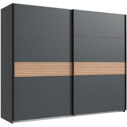 Schwebetürenschrank wimex "Rotterdam" Schränke Gr. B/H/T: 270 cm x 208 cm x 65 cm, 2 St., grau (graphit, akustiklamellen nachbildung in artisan eiche nachbildung) Schwebetürenschränke und Schiebetürenschränke 2-türig mit Dekor Akustiklamellen Nachbildung