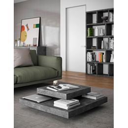 Couchtisch TemaHome "Slate" Tische Gr. B/H/T: 90 cm x 30 cm x 90 cm, grau (melamine, schwarz) Eckige Couchtische eckig Tisch im modernem tollen Holzdesign, Breite 90 cm