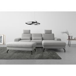 Sit & More Ecksofa SIT & MORE "Cinturo L-Form", grau, B:283cm H:91cm T:175cm, Sofas, Ecksofa, inklusive Sitztiefenverstellung und Federkern, Sitzh&ouml;he 48 cm