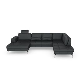 Sit & More Wohnlandschaft SIT & MORE "Bendigo U-Form", schwarz, B:332cm H:87cm T:226cm, Sofas, inklusive Sitztiefenverstellung, Bodenfreiheit 15 cm, in 2 Fußfarben
