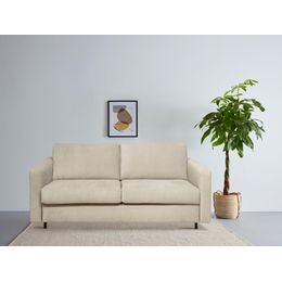 Schlafsofa Home Affaire "Virming", beige (sand), B:188cm H:90cm T:98cm, 100% Polyester, Sofas, Schlafsofa, Dauerschlaf-Funktion mit Unterfederung und Matratze