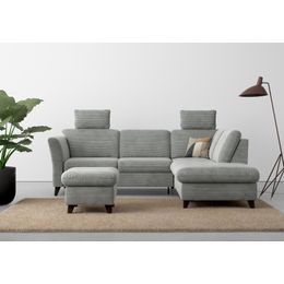 Ecksofa Home Affaire "Trelleborg L-Form", silber, B:252cm H:86cm T:213cm, 100% Polyester, Sofas, Ecksofa, wahlweise mit Bettfunktion und Bettkasten, inkl. Federkern-Polsterung