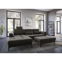 Sit & More Ecksofa SIT & MORE "Bendigo L-Form", grau (anthrazit), B:284cm H:87cm T:175cm, Sofas, Ecksofa, inklusive Sitztiefenverstellung, Bodenfreiheit 15 cm, 2 Fu&szlig;farben