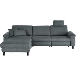 Ecksofa 3C CANDY "Mainau L-Form", grau (anthrazit), B:308cm H:91cm T:185cm, 100% Polyester, Sofas, Ecksofa, Relaxfunktion im 1,5-Sitzer, motorische Schlaffunktion in Longchair