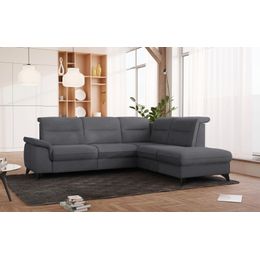 Sit & More Ecksofa SIT & MORE "Astoria L-Form", grau (anthrazit), B:256cm H:91cm T:225cm, 100% Polyester, Sofas, Ecksofa, wahlweise mit motorischer Relaxfunktion