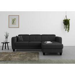 Sit & More Ecksofa SIT & MORE "Belluci L-Form", schwarz, B:247cm H:85cm T:170cm, Sofas, Ecksofa, inklusive Federkern, wahlweise mit Bettfunktion und Bettkasten