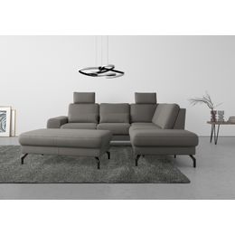 Sit & More Ecksofa SIT & MORE "Cinturo L-Form", grau, B:260cm H:91cm T:226cm, Sofas, Ecksofa, inklusive Sitztiefenverstellung und Federkern, Sitzh&ouml;he 48 cm