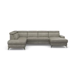 Sit & More Wohnlandschaft SIT & MORE "Scarlett U-Form", grau (hellgrau), B:333cm T:226cm, Sofas, Wohnlandschaft, inklusive Kopfteilverstellung, wahlweise mit Bettfunktion, Bettkasten