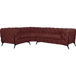 Chesterfield-Sofa LEONIQUE "Amaury L-Form", rosa (rose), B:264cm H:75cm T:204cm, Struktur (100% Polyester);Samtoptik (100% Polyester), Sofas, moderne Chersterfield-Optik, Breite 262 cm, Fußfarbe wählbar