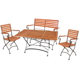 Garten-Essgruppe Garden Pleasure "WIEN" Sitzmöbel-Sets Gr. B/H/T: 290 cm x 89 cm x 150 cm, klappbar-ausziehbar, braun (braun, schwarz, braun, schwarz) Outdoor Möbel mit praktischer Klappfunktion