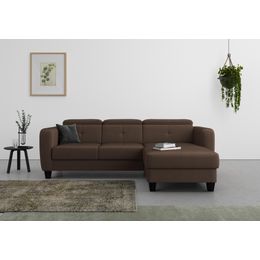Sit & More Ecksofa SIT & MORE "Belluci L-Form", braun (dunkelbraun), B:247cm H:85cm T:170cm, Sofas, Ecksofa, inklusive Federkern, wahlweise mit Bettfunktion und Bettkasten