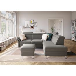 Sit & More Ecksofa SIT & MORE "Vincenzo L-Form", grau, B:245cm H:84cm T:193cm, Sofas, Ecksofa, inklusive Kopfteilverstellung, wahlweise mit Bettfunktion, Bettkasten