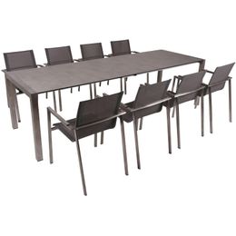 Garten-Essgruppe Garden Pleasure "SIENNA" Sitzmöbel-Sets Gr. B/H/T: 292 cm x 90 cm x 160 cm, ausziehbar, grau (grau, taupe, silberfarben) mit ausziehbarem Tisch