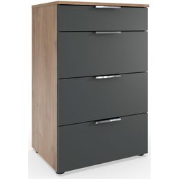 Schubkastenkommode wimex "Level by fresh to go" Sideboards Gr. B/H/T: 54 cm x 84 cm x 41 cm, 4, schwarz (front graphit, korpus plankeneiche nachbildung) Schubladenkommoden 4 Schubladen mit soft-close Funktion, 54cm breit, 84cm hoch