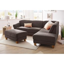 Ecksofa Home Affaire "Gotland L-Form", braun (espresso), B:257cm H:84cm T:212cm, Struktur (100% Polypropylen);Luxus-Microfaser ALTARA NUBUCK (100% Polyester);90% Polyester/10% Polyamid Luxus-Microfaser (100% Polyester), Sofas, Ecksofa, wahlweise mit Sitztiefenverstellung + Bettkasten