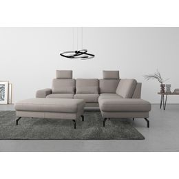 Sit & More Ecksofa SIT & MORE "Cinturo L-Form", grau (steelgrau), B:260cm H:91cm T:226cm, Sofas, Ecksofa, inklusive Sitztiefenverstellung und Federkern, Sitzh&ouml;he 48 cm