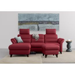 Sit & More Ecksofa SIT & MORE "Mellum L-Form", rot (bordeaux), B:250cm H:87cm T:163cm, 100% Polyester, Sofas, Ecksofa, Federkern, wahlweise mit Bettfunktion, Bettkasten und Armteilfunktion