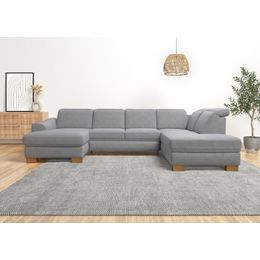 Wohnlandschaft Home Affaire "Dundee U-Form", grau (steel), B:338cm H:86cm T:219cm, Flachgewebe (100% Polyester), Sofas, Wohnlandschaft, wahlweise mit Kopfteilverstellung und zus&auml;tzlich mit Bettfunktion