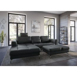 Sit & More Ecksofa SIT & MORE "Bendigo L-Form", schwarz, B:284cm H:87cm T:175cm, Sofas, Ecksofa, inklusive Sitztiefenverstellung, Bodenfreiheit 15 cm, 2 Fu&szlig;farben