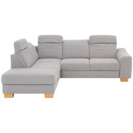 Ecksofa Home Affaire "Dundee L-Form", grau, B:263cm H:86cm T:219cm, Struktur fein (100% Polyester), Sofas, Ecksofa, wahlweise mit Kopfteilverstellung und zus&auml;tzlich mit Bettfunktion