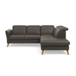 Sit & More Ecksofa SIT & MORE "Romero L-Form", grau (anthrazit), B:250cm H:91cm T:220cm, 100% Polyester, Sofas, Ecksofa, wahlweise mit oder ohne TV-Funktion, Bettfunktion, Bettkasten