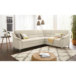 Sit & More Ecksofa SIT & MORE "Cardoso L-Form", beige (creme), B:249cm H:90cm T:209cm, Flachgewebe (100% Polyester);Struktur (100% Polyester);Luxus-Microfaser (90% Polyester, 10% Polyamid), Sofas, Ecksofa, mit Federkern, wahlweise mit Bettfunktion und Schubkasten