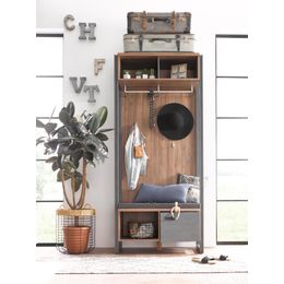 Garderobenschrank Home Affaire "Detroit" Schränke braun (braun, schieferfarben) Garderobenschränke 90 cm breit