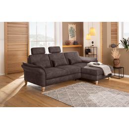 Ecksofa Home Affaire "Palace L-Form", braun, B:266cm H:89cm T:164cm, Struktur fein (100% Polyester);Struktur (100% Polyester);Luxus-Microfaser Lederoptik (100% Polyester), Sofas, Ecksofa, incl. Sitztiefenverstellung, wahlweise mit Bettfunktion und Stauraum