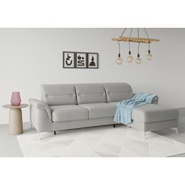 Sit & More Ecksofa SIT & MORE "Sinatra L-Form", grau, B:258cm H:85cm T:170cm, 100% Polyester, Sofas, Ecksofa, mit Recamiere, optinal mit Kopfteilverstellung und Armteilfunktion
