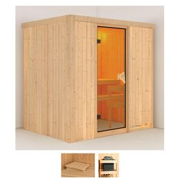 Karibu Sauna "Bedine" Saunen ohne Ofen beige (naturbelassen)