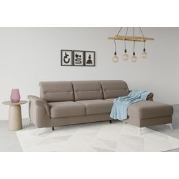 Sit & More Ecksofa SIT & MORE "Sinatra L-Form", grau (taupe), B:258cm H:85cm T:170cm, 90% Polyester, 10% Polyamid, Sofas, Ecksofa, mit Recamiere, optinal mit Kopfteilverstellung und Armteilfunktion