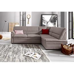 Sit & More Ecksofa SIT & MORE "Pisa L-Form", grau (steel), B:245cm H:89cm T:161cm, NaturLEDER (echtes Rindsleder), Korpus in Kunstleder SOFTLUX;Luxus-Microfaser (90% Polyester, 10% Polyamid);Struktur (100% Polyester);Luxus-Microfaser ALTARA NUBUCK (100% Polyester), Sofas, Ecksofa, mit Federkern, wahlweise mit Bettfunktion