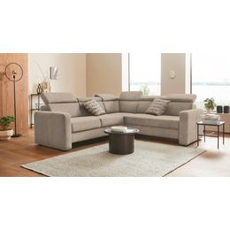 Sit & More Ecksofa SIT & MORE "Bologna L-Form", beige, B:247cm H:84cm T:227cm, Sofas, Ecksofa, Kopfteilverstellung, wahlweise mit Bettfunktion und Schubkasten