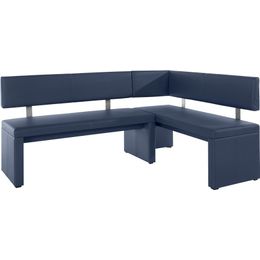 Eckbank Home Affaire "Charissa", blau (dunkelblau), B:190cm H:90cm T:140cm, Massivholz, Holzwerkstoff, Sitzbänke, in 3 Größen, verschiedene Qualitäten