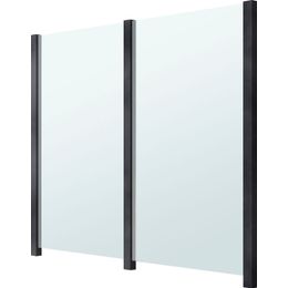 Zaun STAKET PRO, grau (anthrazit), Pfosten: 3 St., Aluminium, Glas, Zaunelemente, Glaszaun, Gesamtlänge: 2,29 m, 3 Pfosten